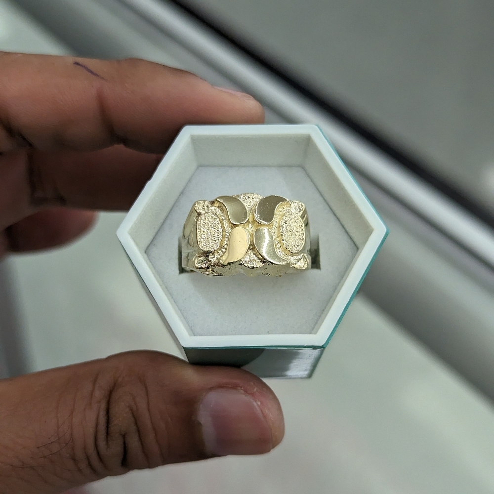 10kt Real Gold Nugget Ring For Men - Gem
